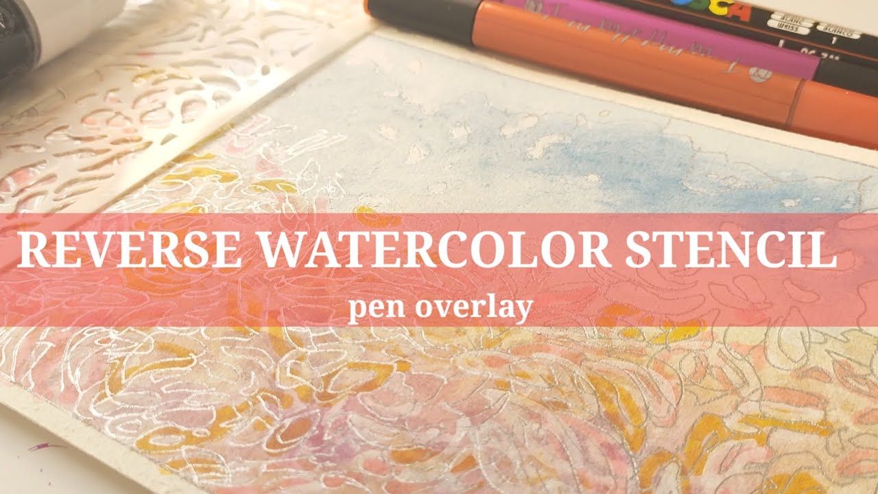 STENCIL IN REVERSE, Abstract Watercolor using Mixed Media - YouTube