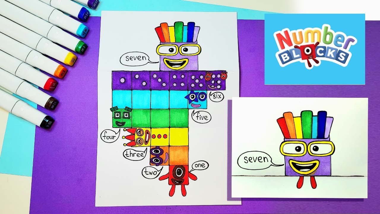 Numberbloks seven | How To Draw Numberbloks from 1 to 7 | Как ...