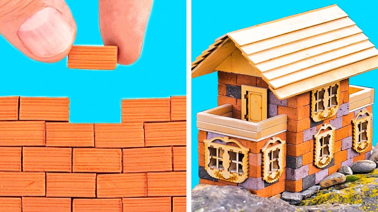 ADORABLE MAISON DIY MINIATURE AVEC DES PETITES BRIQUES - YouTube