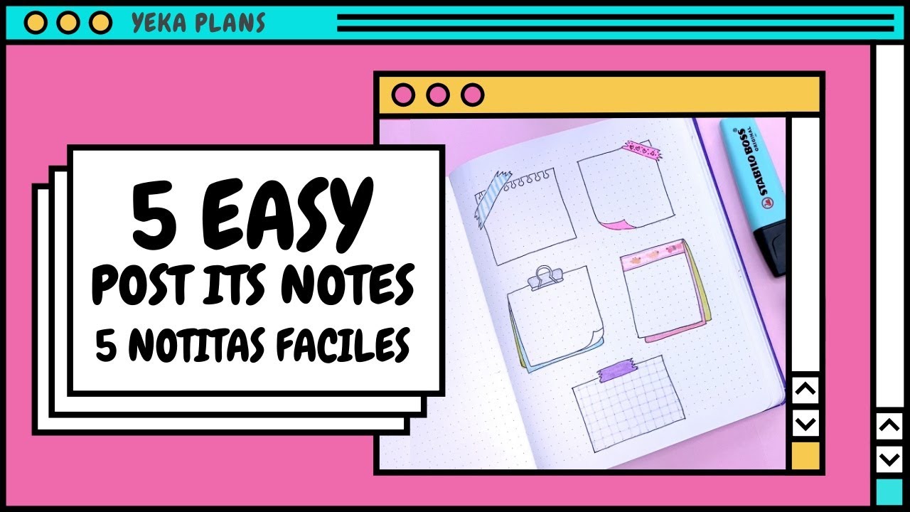 5 EASY POST IT NOTES · FOR BULLET JOURNAL AND AGENDA - YouTube