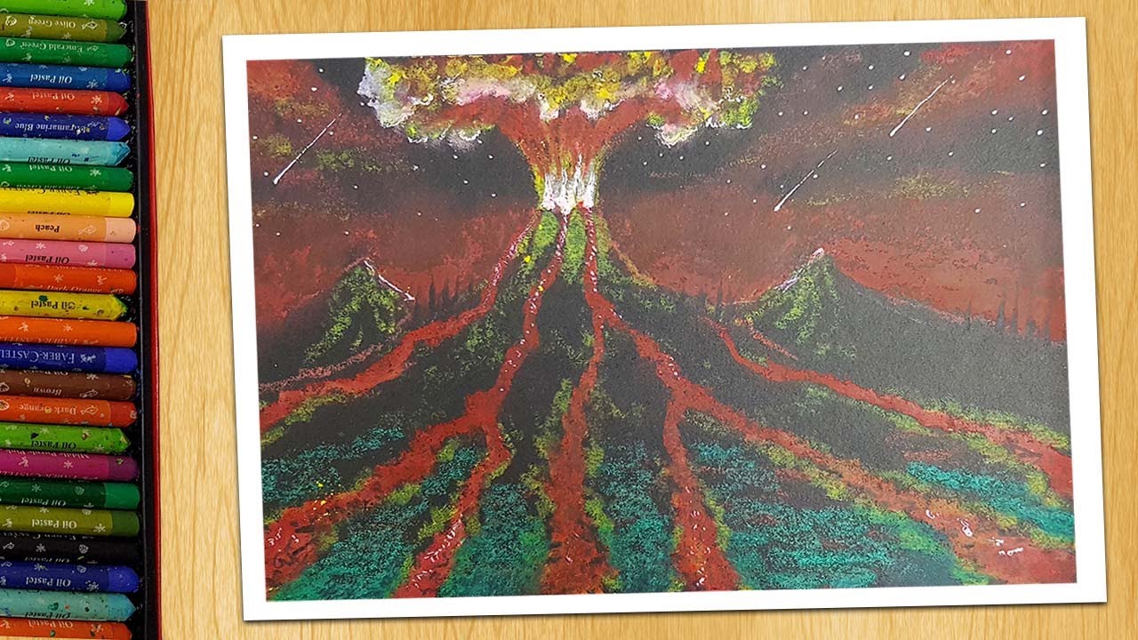 How to Draw Scenery of Volcano | Drawing for Beginners | Step By Step ...