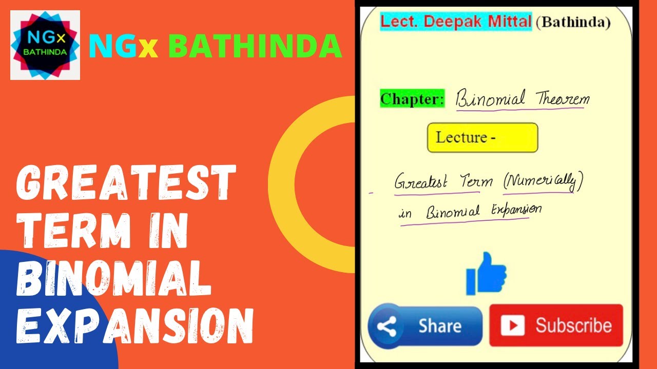 Greatest Term in the Binomial Expansion - YouTube