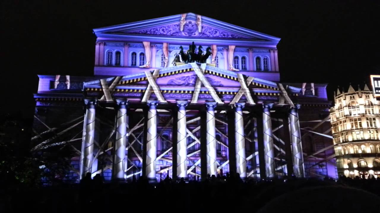 Light show 2013 at the Bolshoi Theatre, Moscow - YouTube