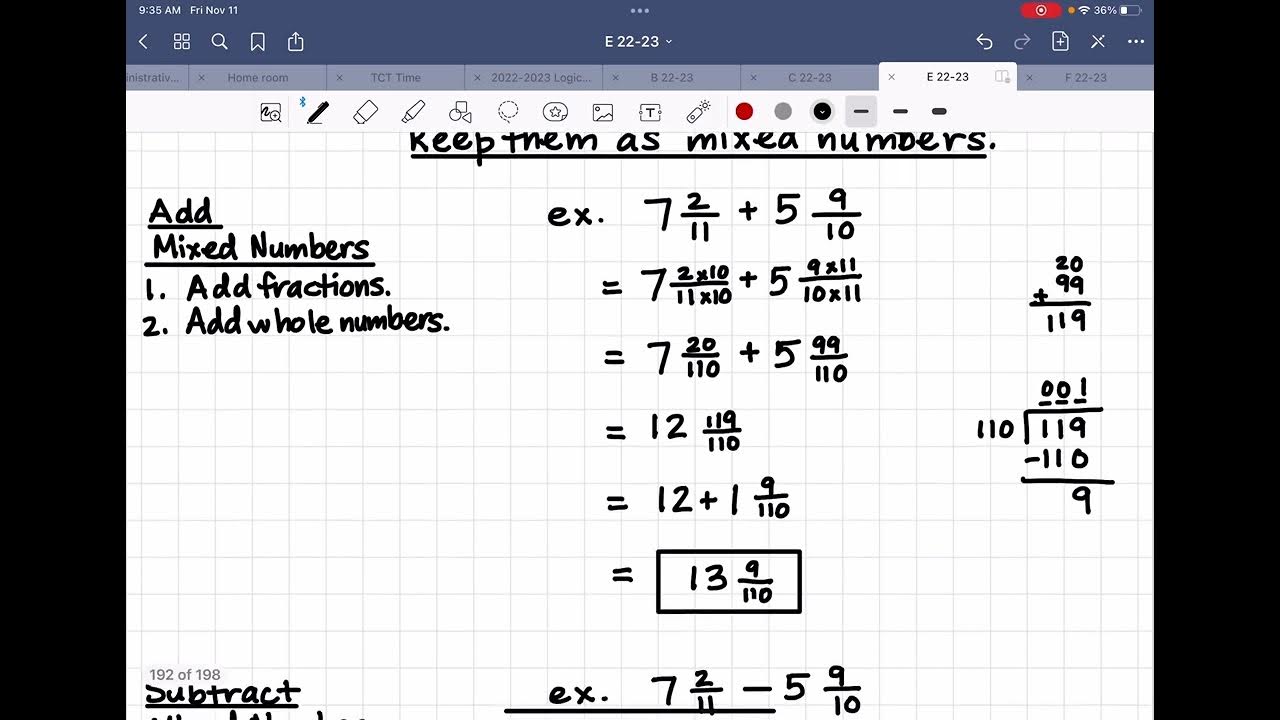 5.NF.1 - Add and Subtract Mixed Numbers - YouTube