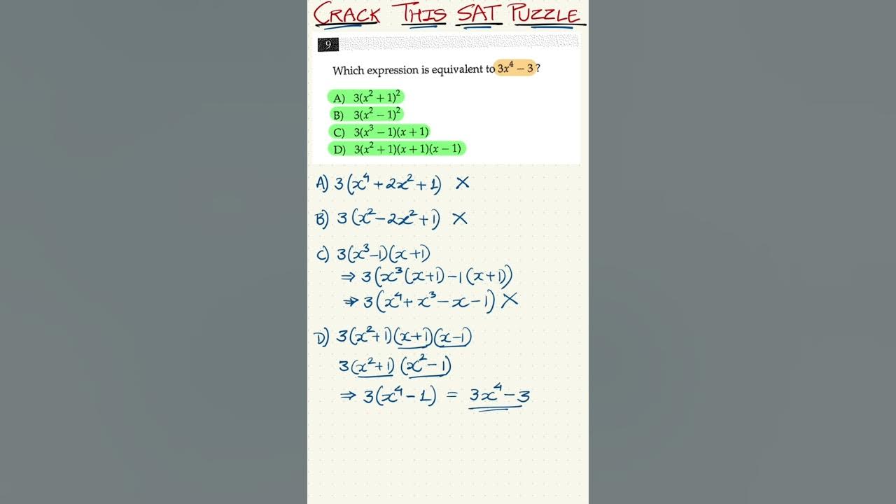 Exercise 1 | C2 :- Expressions | College Panda SAT Math 2024 | Solution ...