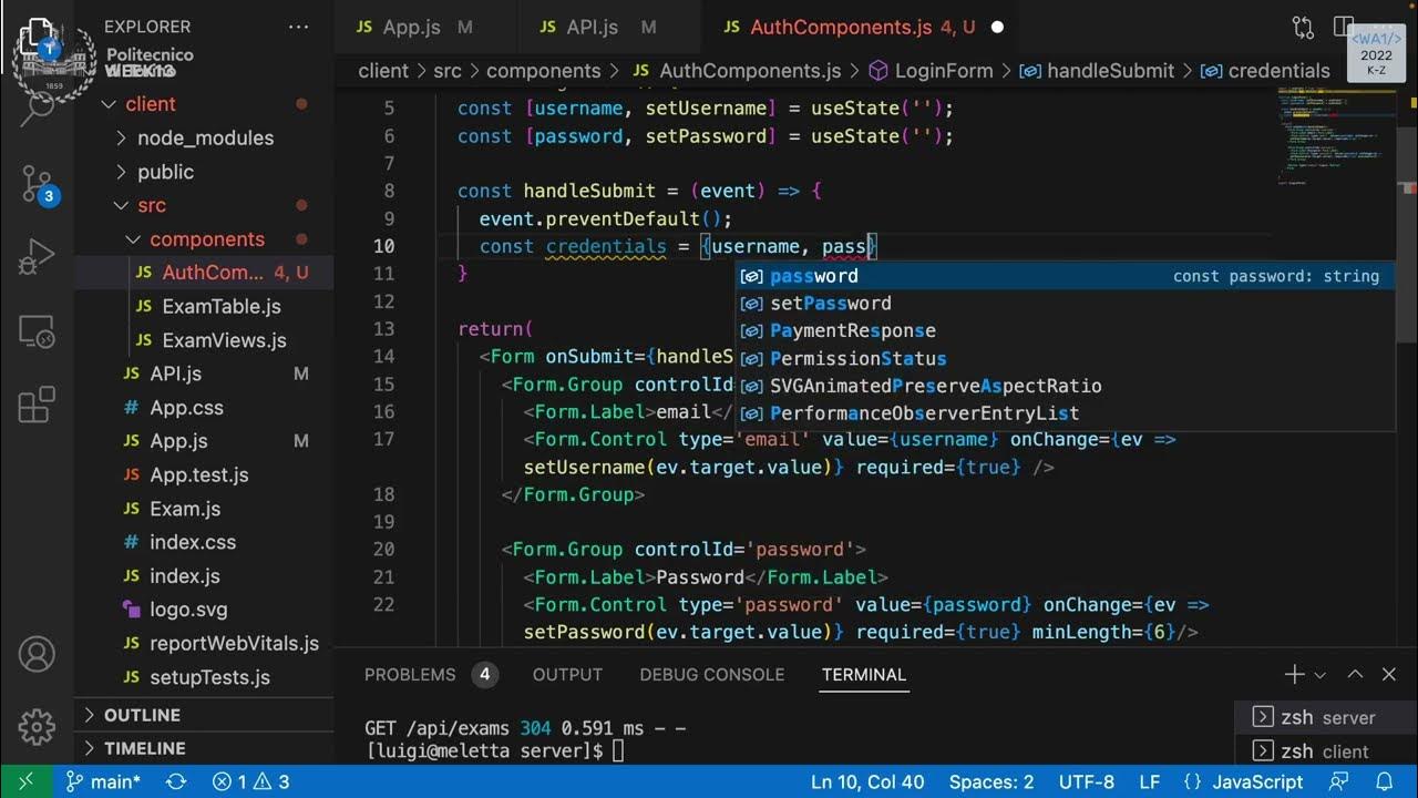 WA1-2022-L28: Authentication exercise with Passport.js and React. - YouTube