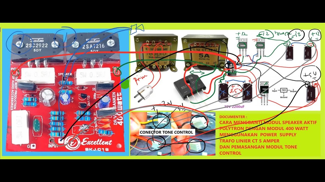 CARA MENGGANTI MODUL SPEAKER AKTIF POLYTRON DENGAN KIT AMPLIFIER ...