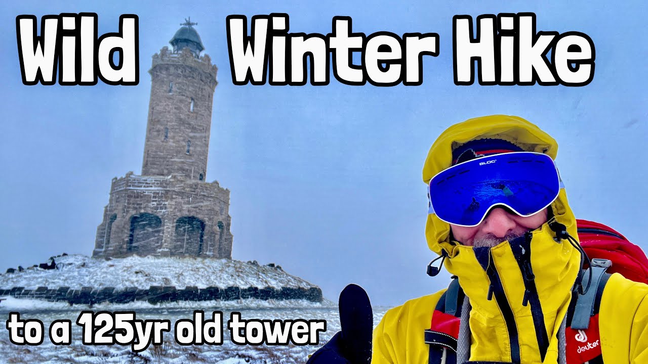 GALE FORCE WINDS - Wild Winter Hike to a Tower on the West Pennine ...