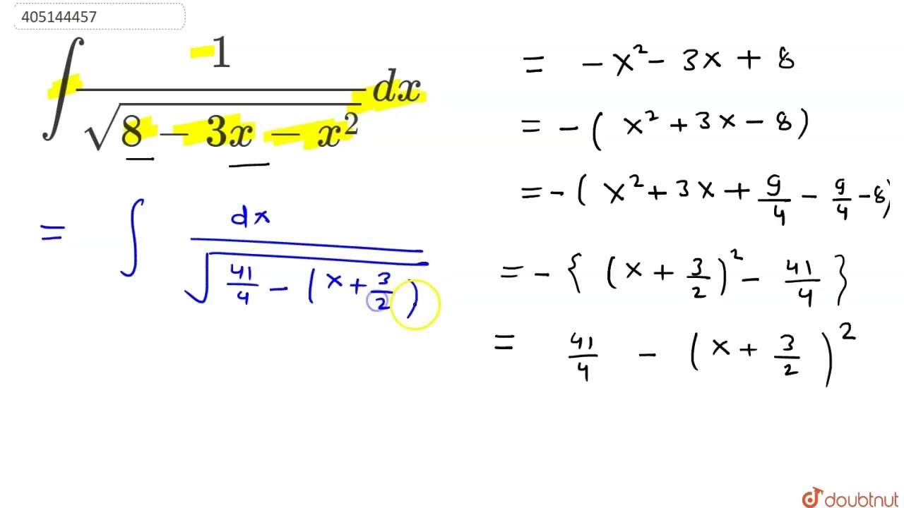 Int 1 sqrt 8 3x X 2 Dx 12 MATHS MITTAL Int 1 sqrt 8 3x X 2 Dx 12 MATHS MITTAL