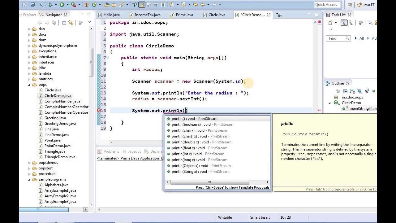 Java - Perimeter and area of Circle - YouTube
