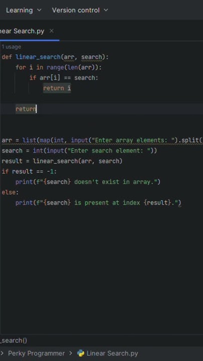 Linear Search Shorts Python Coding Programming Linearsearch Perkyprogrammer Youtube 