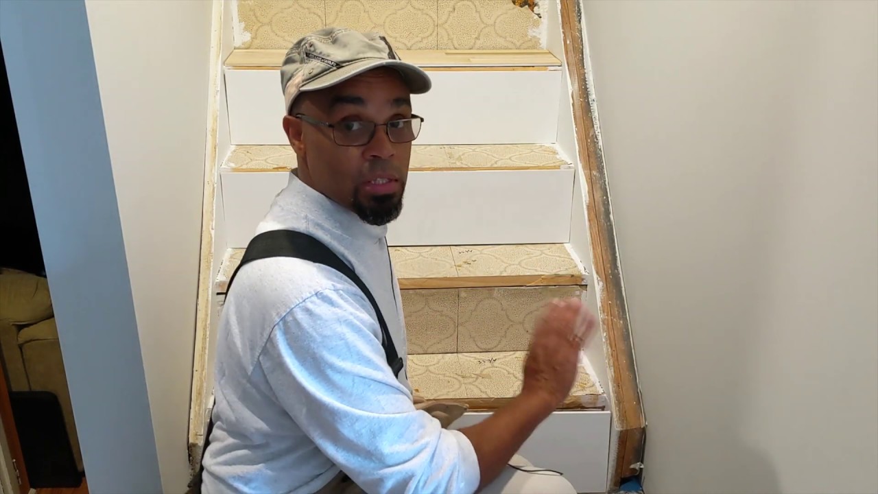 How to install new treads and risers on your old stairs. Beginners DIY ...