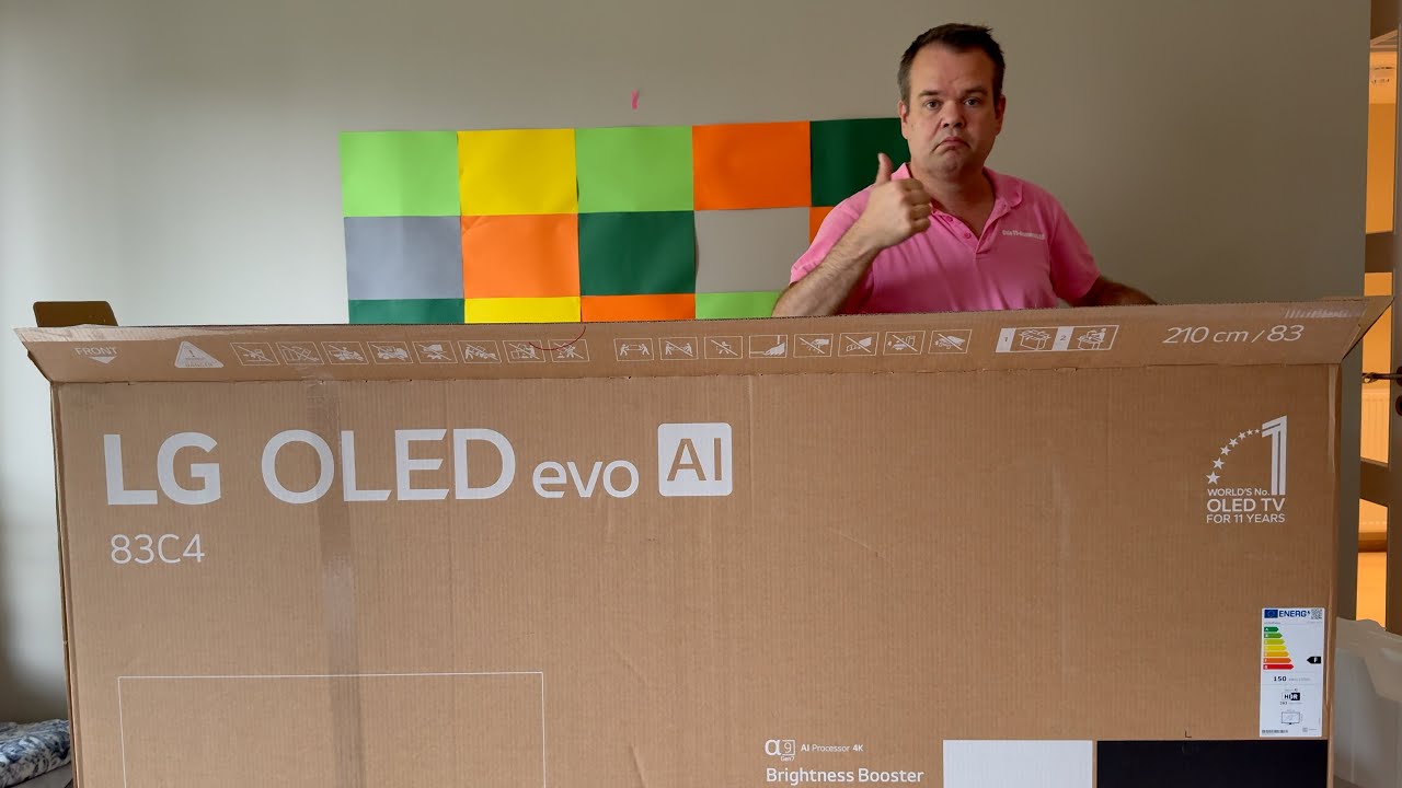 2024 LG 83" C4 4K OLED evo TV unboxing and wall mounting - YouTube