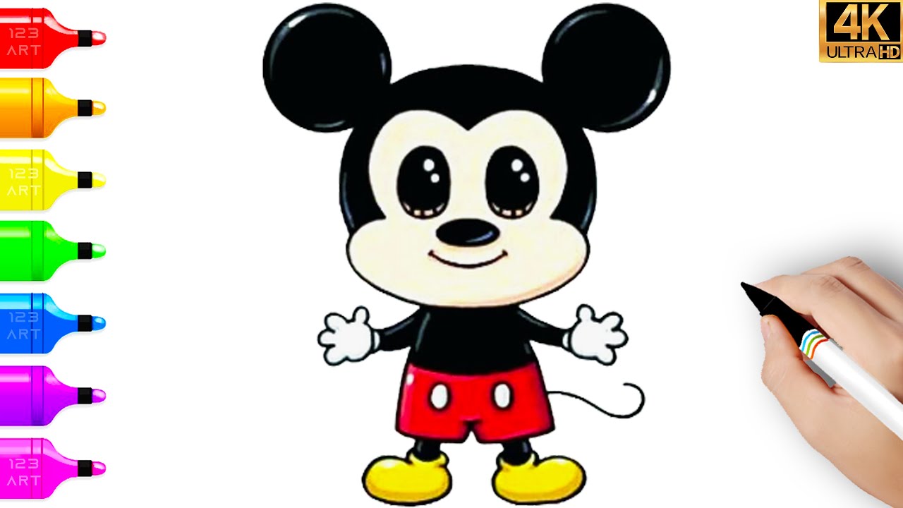 How to Draw Mickey Mouse | Cute Mickey Mouse Drawing | Easy Drawings ...