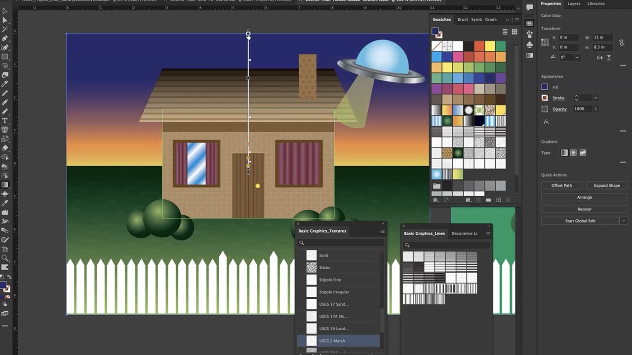 House Attack Alignment Custom Gradients Patterns Blending Modes and Transparency in Illustrator ...