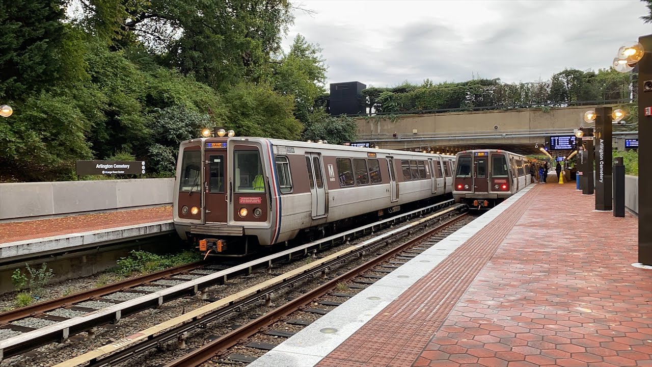 WMATA Washington Metrorail Blue Line Trains @ Arlington Cemetery (10/3 ...