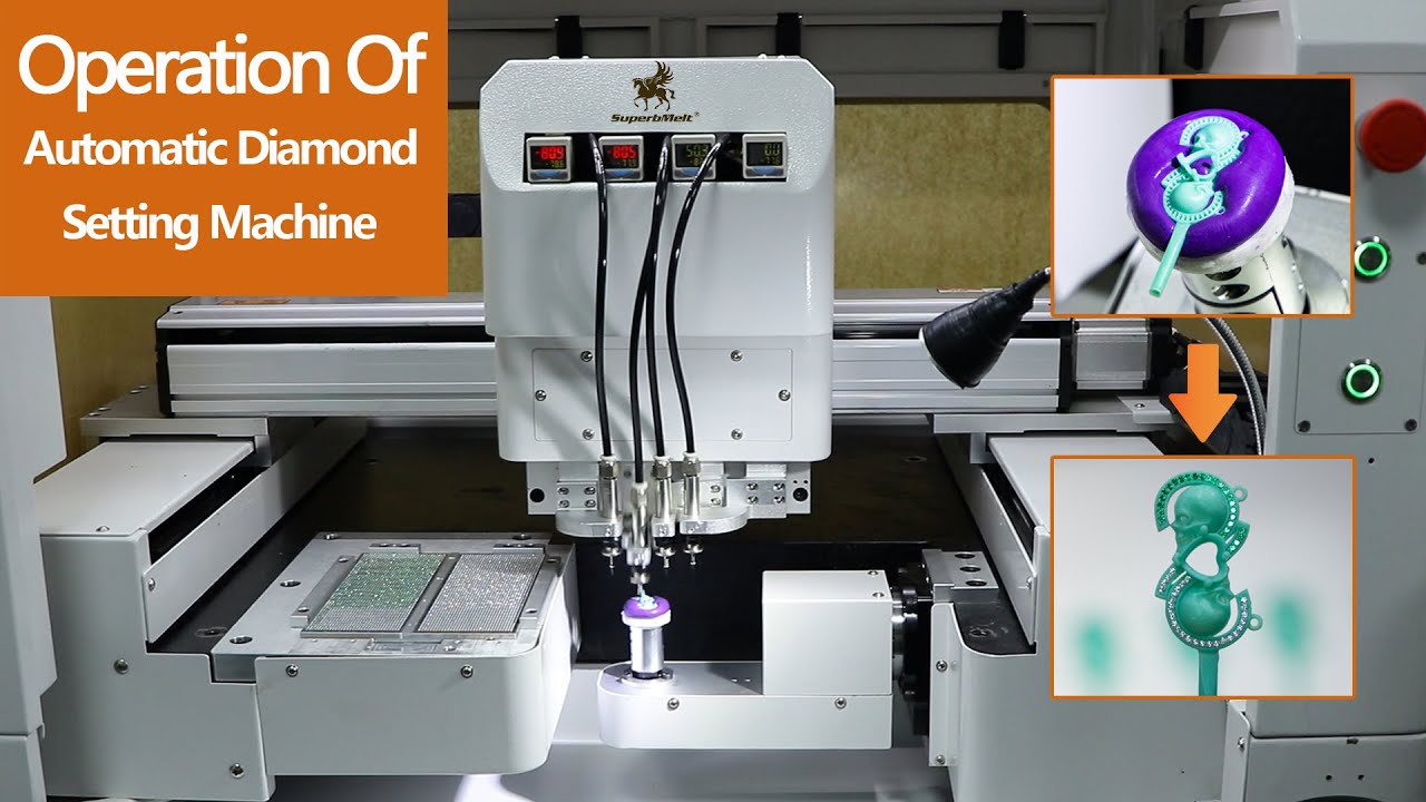 the operation of 3D automatic diamond setting machine stone setting ...