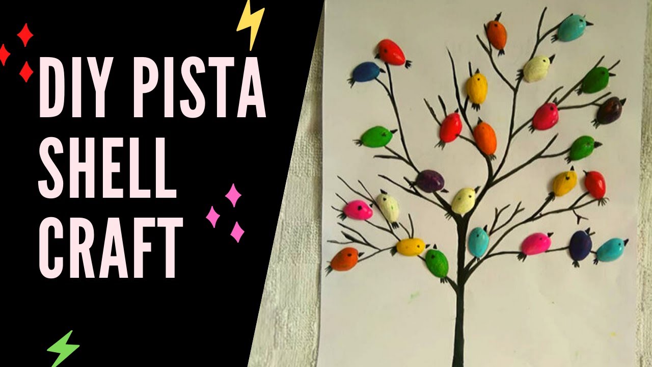 Pista Shell Crafts/Pista Shell Wall Decoration/DIY Tree with Birds ...