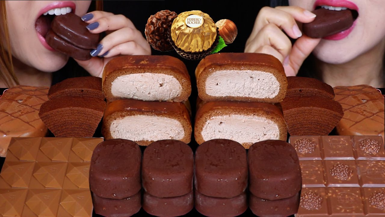 ASMR DARK CHOCOLATE TICO ICE CREAM, FRESH CREAM CAKES, FERRERO ROCHER ...