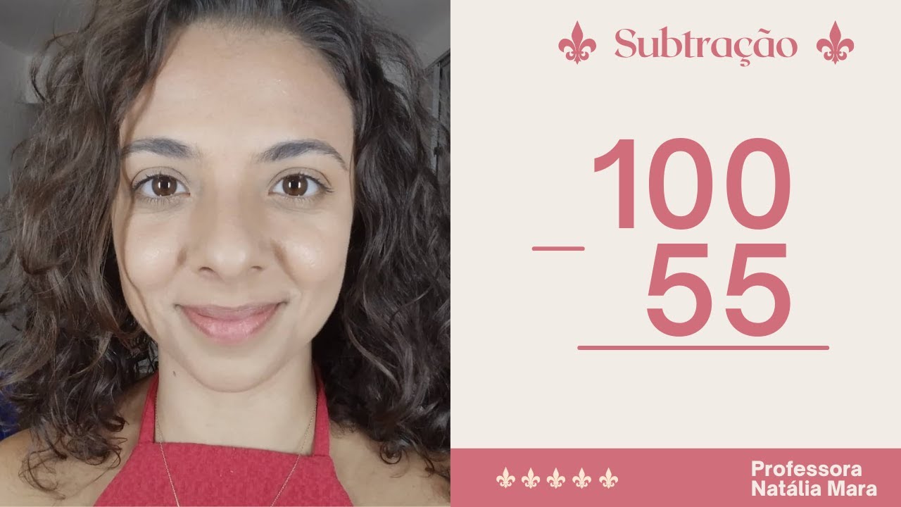 "100-55" "100 menos 55" "Subtrair 55 de 100" "Matemática passo a passo ...