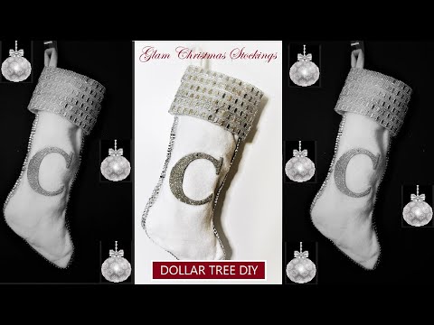 DIY Glam Christmas Stocking | Glam Christmas Decor | Dollar Tree DIY #diychristmasstocking