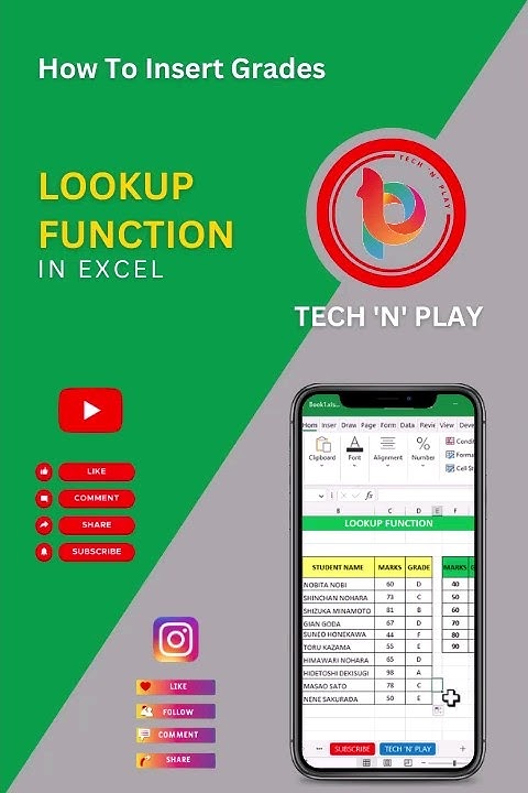 How To Insert Grades - LOOKUP FUNCTION 🔥 #shorts #exceltips #excel #excel #exceltutorial #lookup ...
