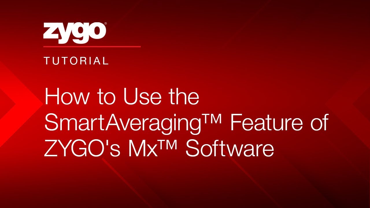 How to Use the SmartAveraging™ Feature of ZYGO's Mx™ Software - YouTube