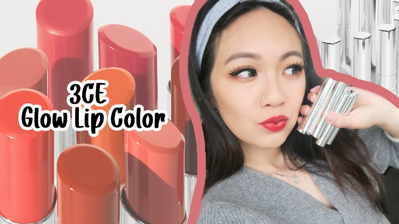 3CE Glow Lip Color Full Colours, Review + Swatches - YouTube