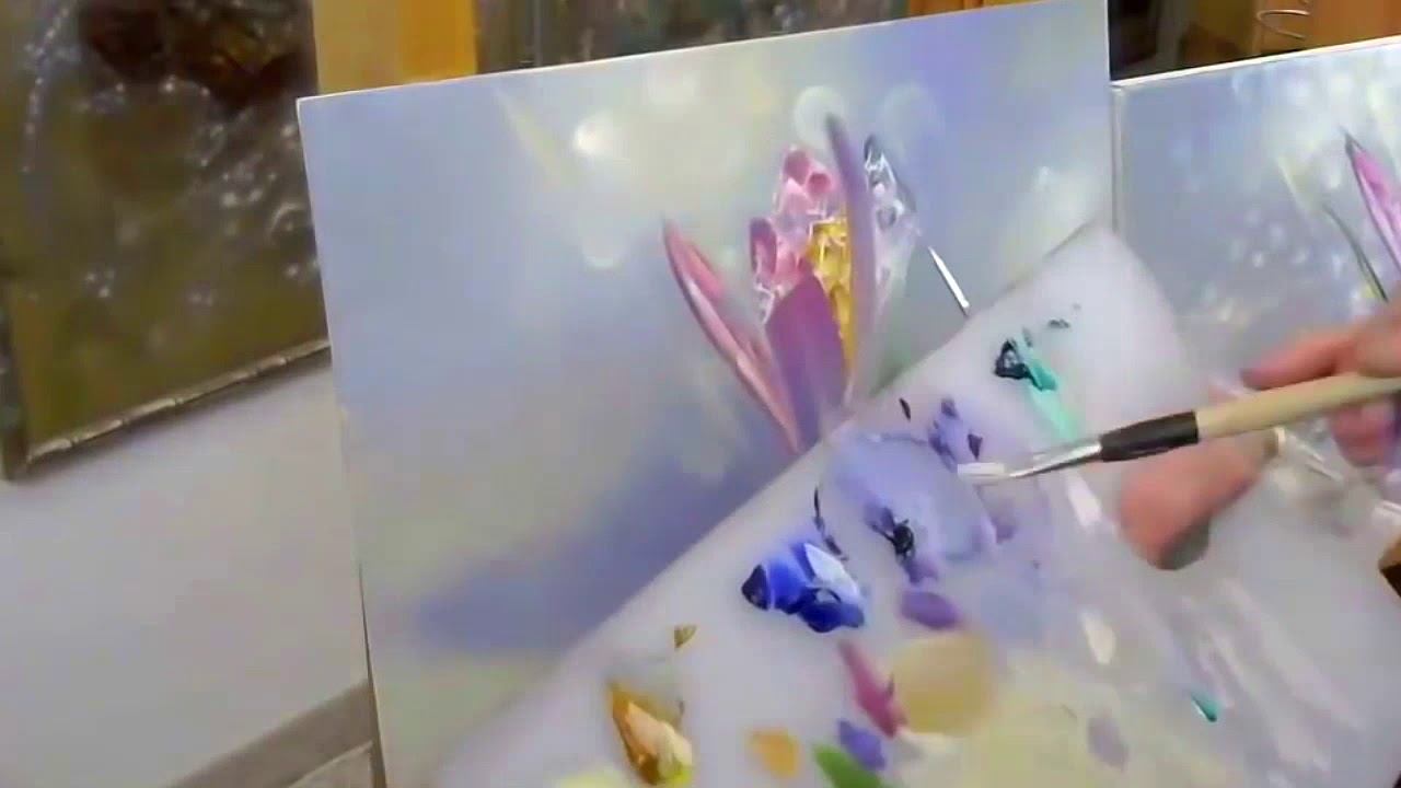 How to paint a spring flower and a glow effect - YouTube