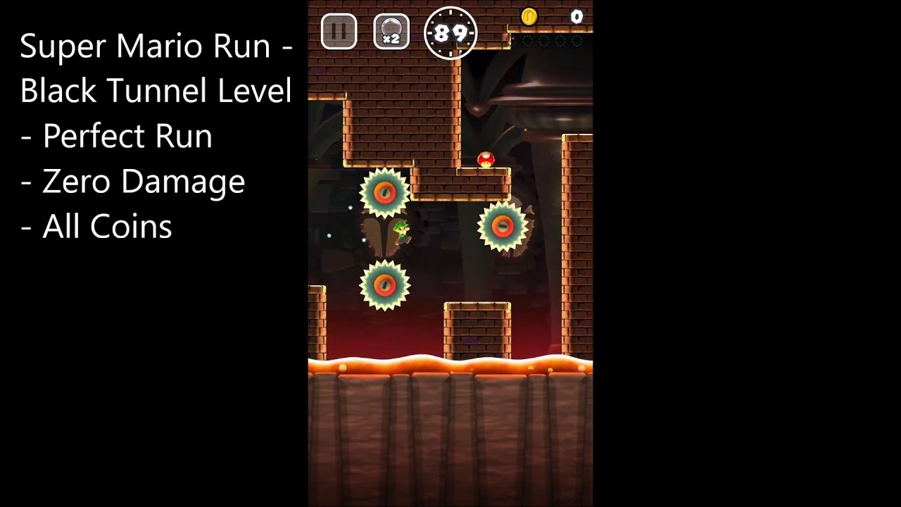 Super Mario Run - Black Coin Tunnel Level - Perfect Run with Luigi ...