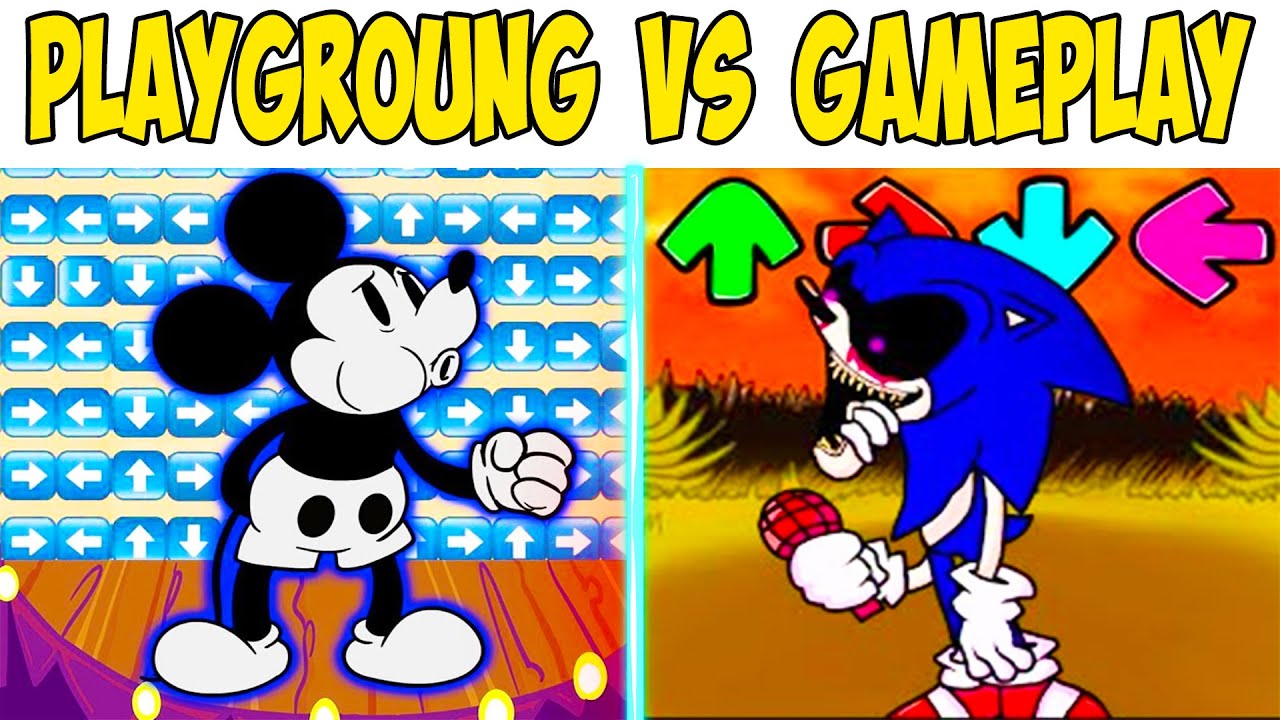 Gameplay VS Playground | FNF Character Test | Mickey Mouse, SONIC.EXE ...