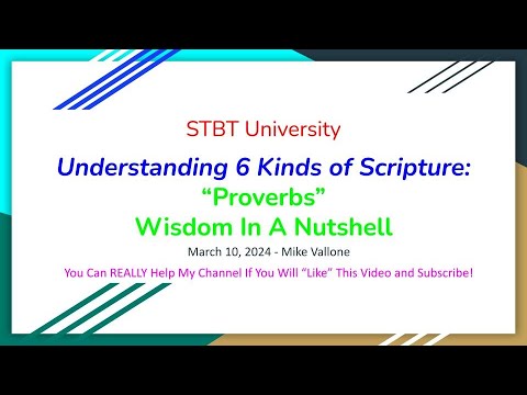 Proverbs - Wisdom In A Nutshell - Mike Vallone March 10, 2024 - YouTube