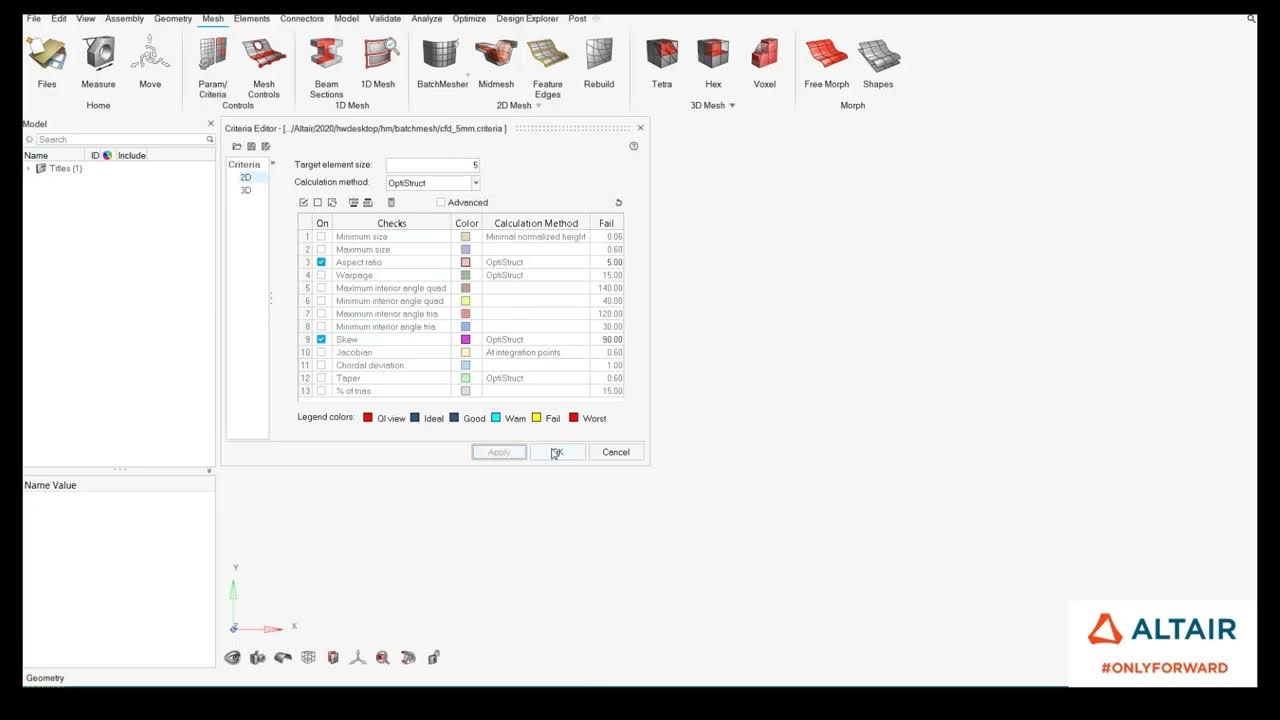 HyperWorks 2021: Mesh Controls, Global Parameter and Criteria Settings ...