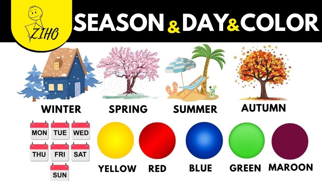 Season Vocabulary | Days of the Week and Color vocabulary | Common ...