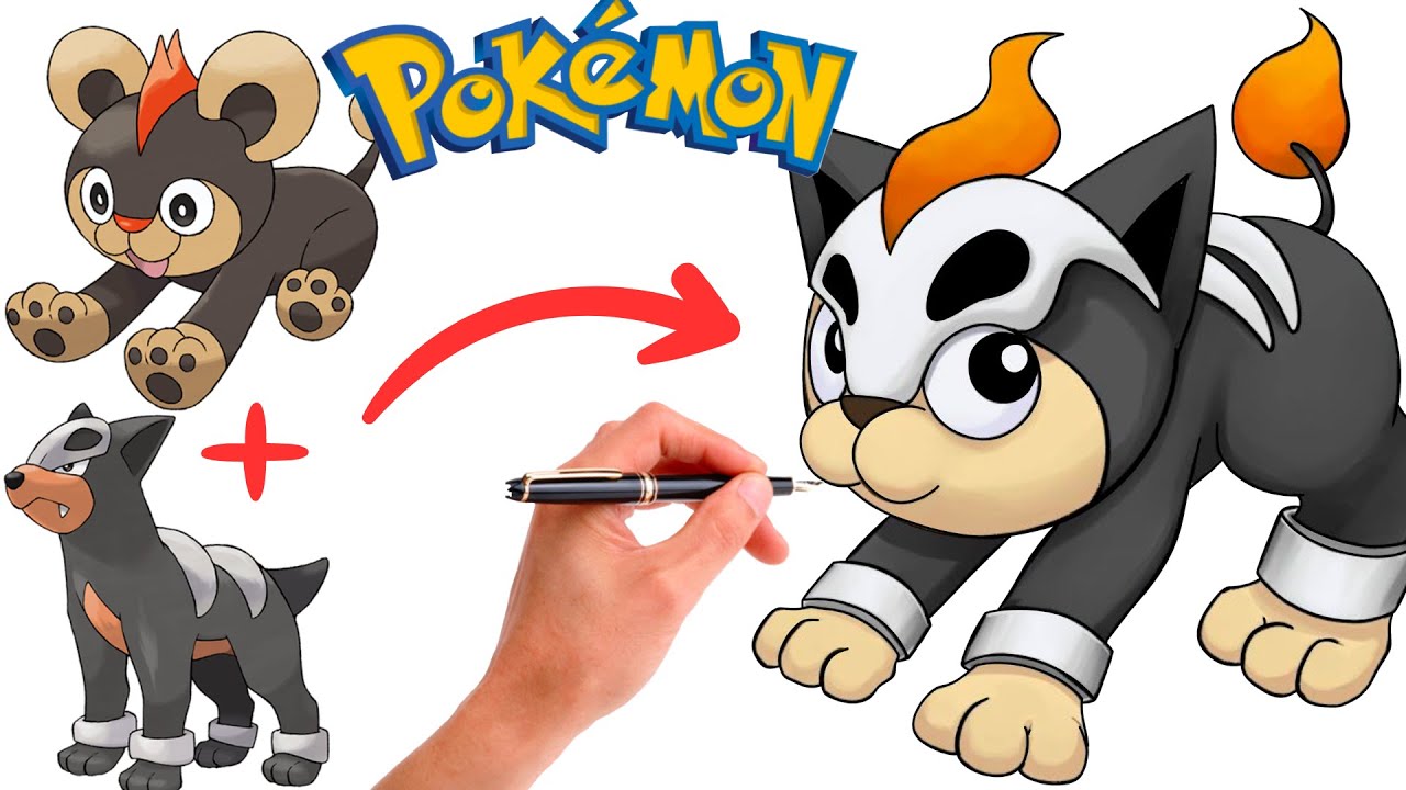 How To Draw LITLEO and HOUNDOUR FUSION POKEMON | Pokemon Fusion - YouTube