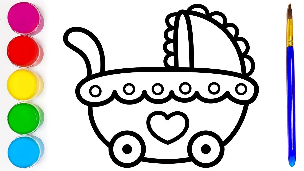 Baby Stroller drawing, painting and colouring for kids, toodles ideas ...
