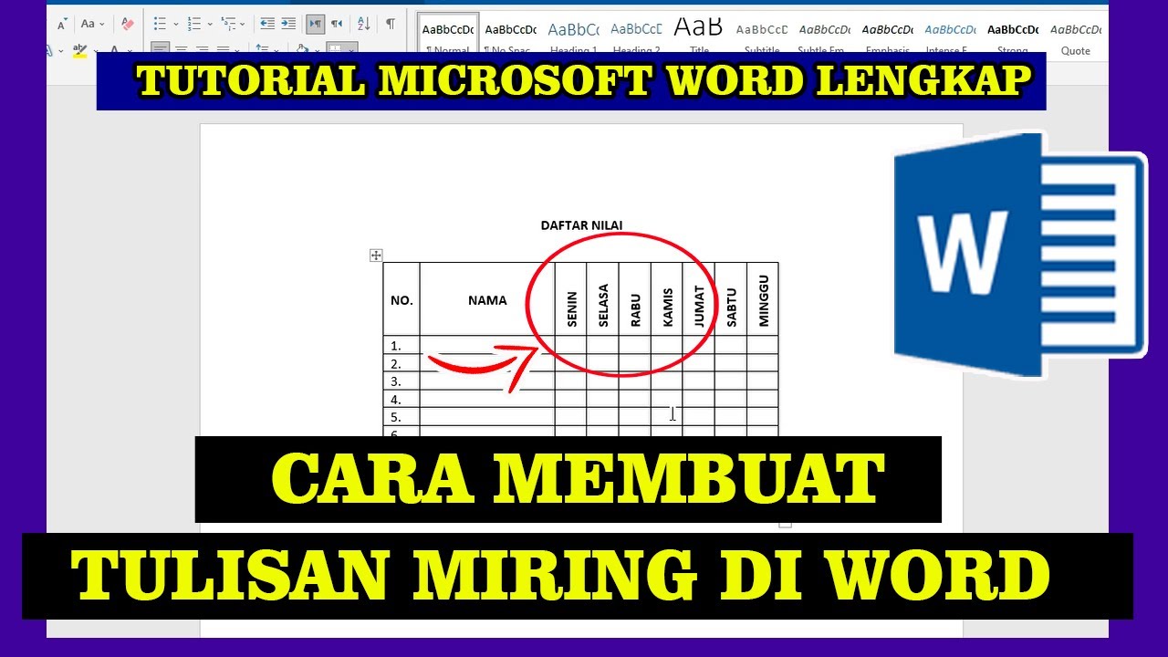 Cara Membuat Tulisan Miring pada Judul Tabel Microsoft Word - YouTube