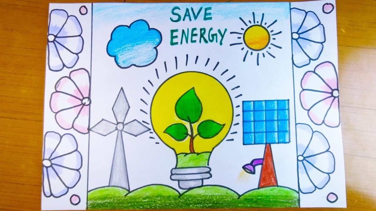 Save Electricity Drawing / How To Draw Save Energy Poster / Drawing Of ...