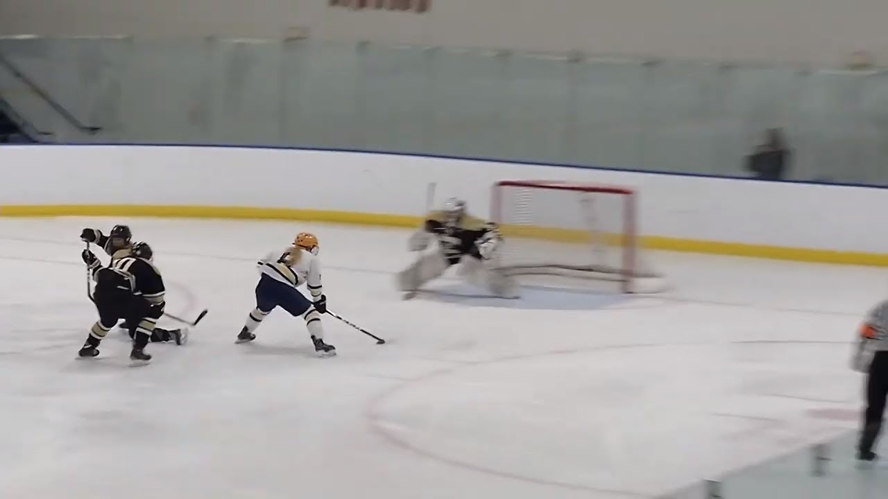 Hannah Halverson to Sadie Lindsay Goal for Breck Girls Hockey - YouTube
