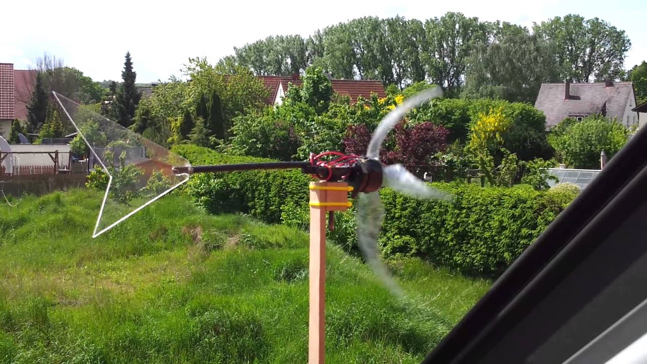 Tiny wind turbine made from a pc fan - YouTube