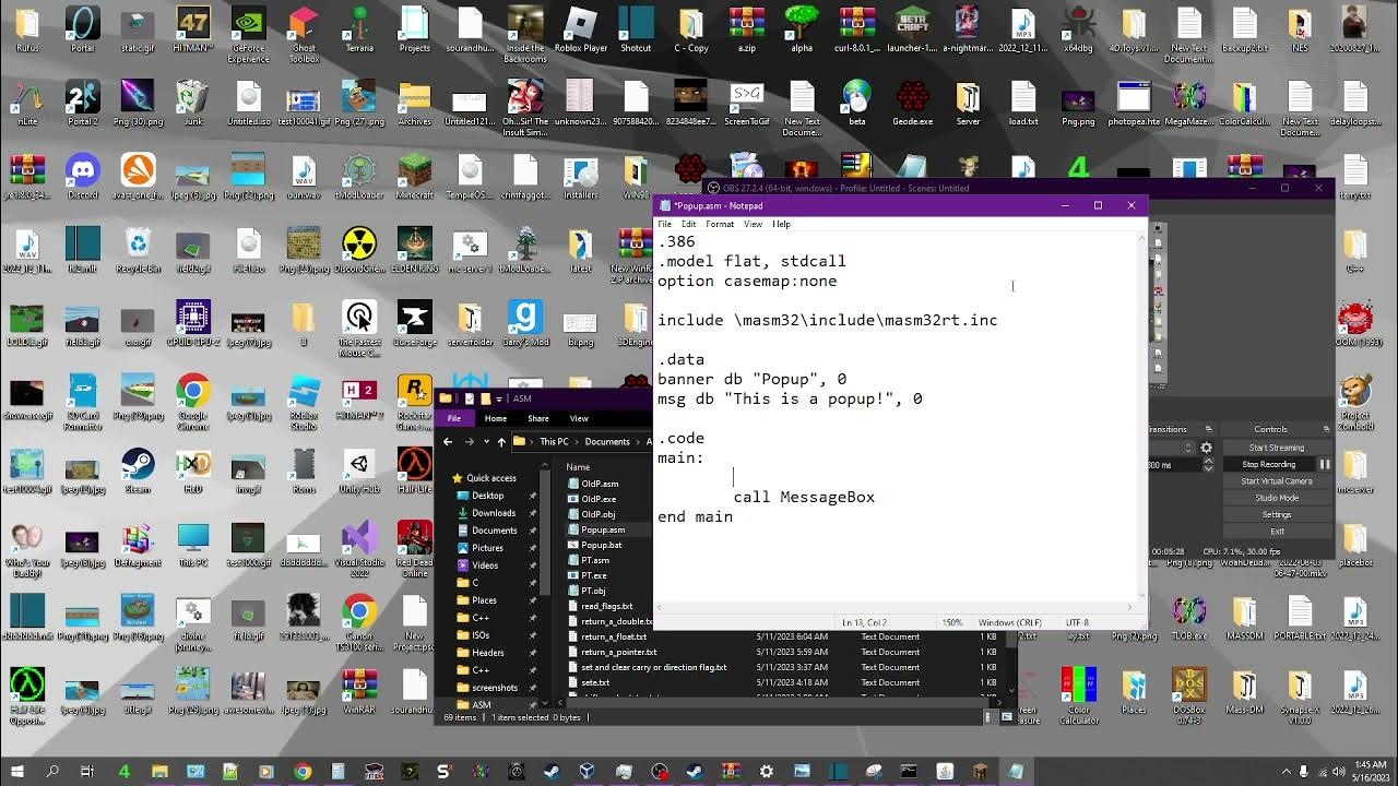 How to make a popup with x86 assembly in windows (Intel syntax) - YouTube
