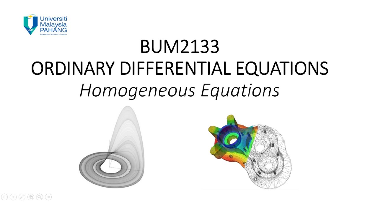 Homogeneous Equations by Substitution : First Order Ordinary ...