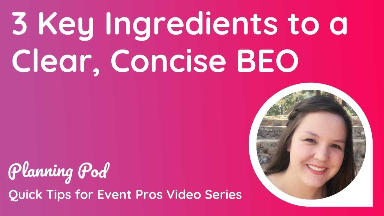 Banquet Event Order - 3 Key Ingredients to a Clear, Concise BEO - YouTube