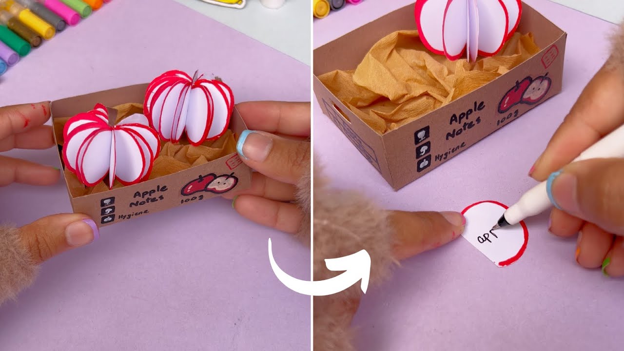How to make Cute Apple sticky notes || DIY Sticky notes at home - YouTube