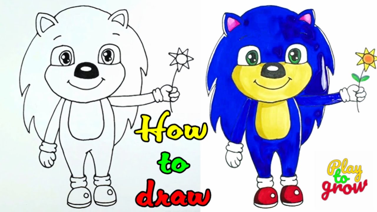 How to draw cartoon characters Sonic chibi / Play to grow - YouTube
