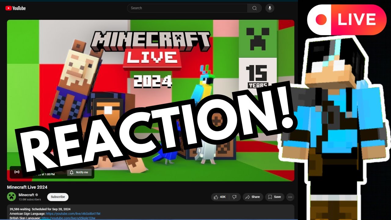Minecraft Live Reaction! - YouTube