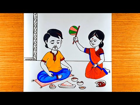 Jamai sasthi special drawing | How to draw jamai sasthi step by step ...