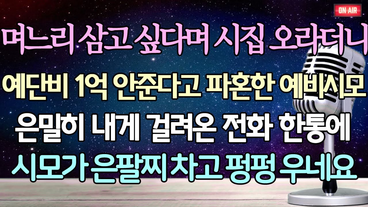 사이다 사연 며느리 삼고 싶다며 시집 오라더니 예단비 1억 안준다고 파혼한 예비시모 은밀히 내게 걸려온 전화 한통에 시모가