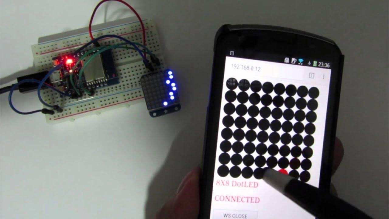 I2C 8X8LED DotMatrix WebSocket Control (ESP-WROOM-02,ESP8266) - YouTube