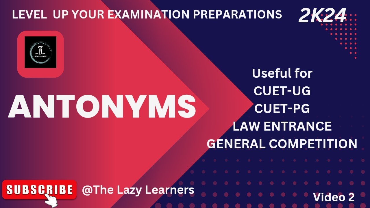 antonyms | antonyms for entrance and competitive exams | part-2 | DULLB ...